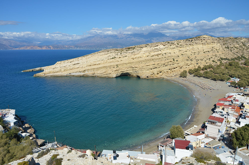 Matala Süd Kreta. Hotels und Informationen, Fotos. Karten.
