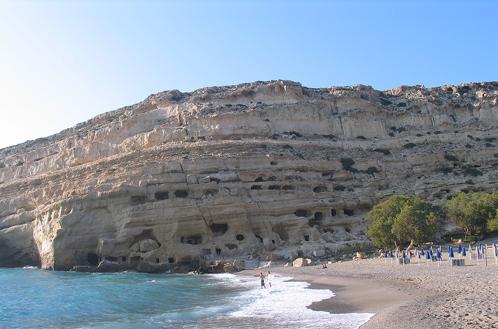 Matala Süd Kreta. Hotels und Informationen, Fotos. Karten.